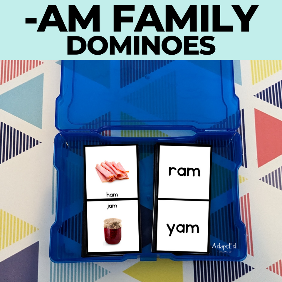 SOR -am Word Family Dominoes: Rhyming – AdaptEd 4 Special Ed, Inc.
